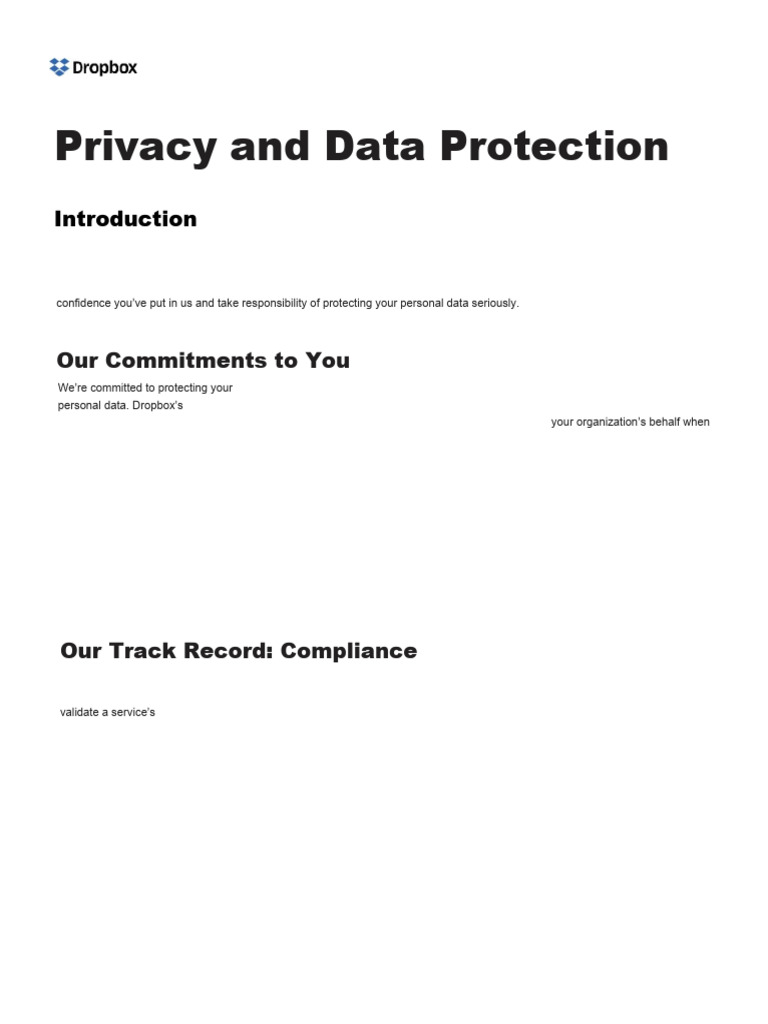 Dropbox - Privacy Data Protection Whitepaper | PDF