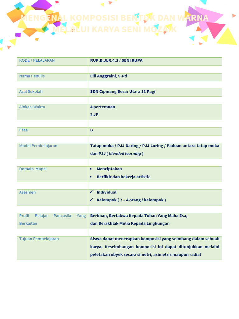 MA Seni Rupa Kls 4B Lili | PDF