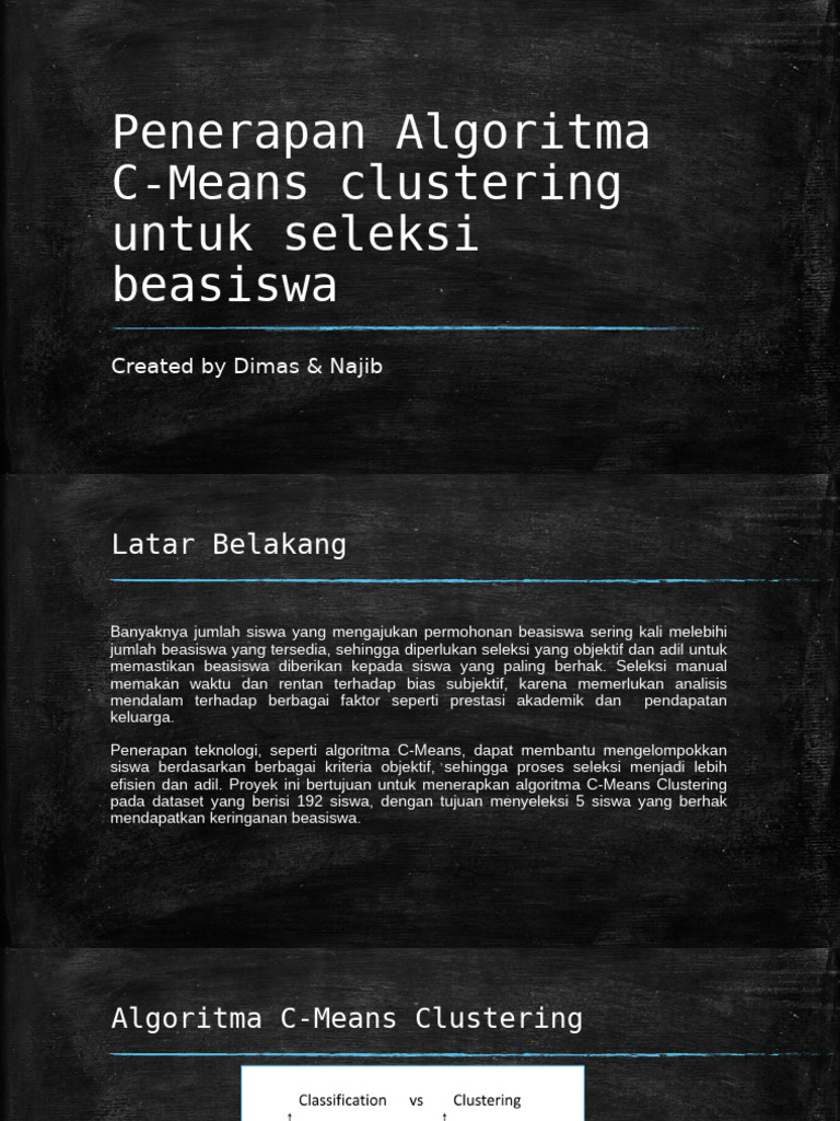 Penerapan Algoritma C Means Clustering Untuk Seleksi Beasiswa Pdf