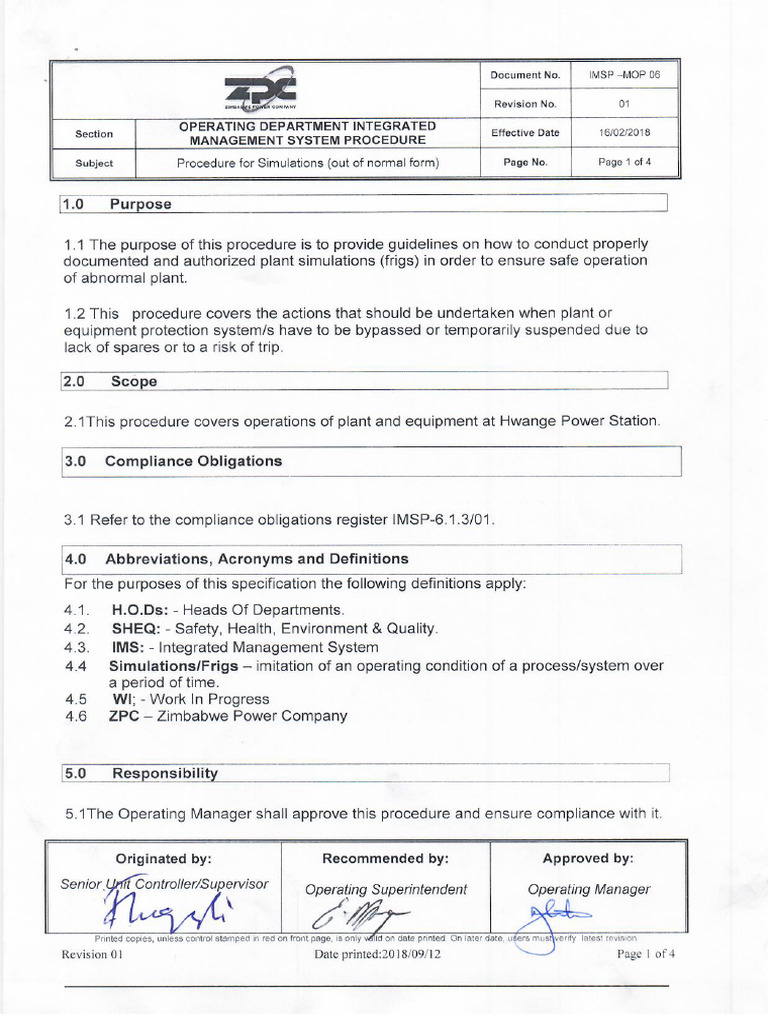 Procedure For Simulations (Out of Normal Form) | PDF