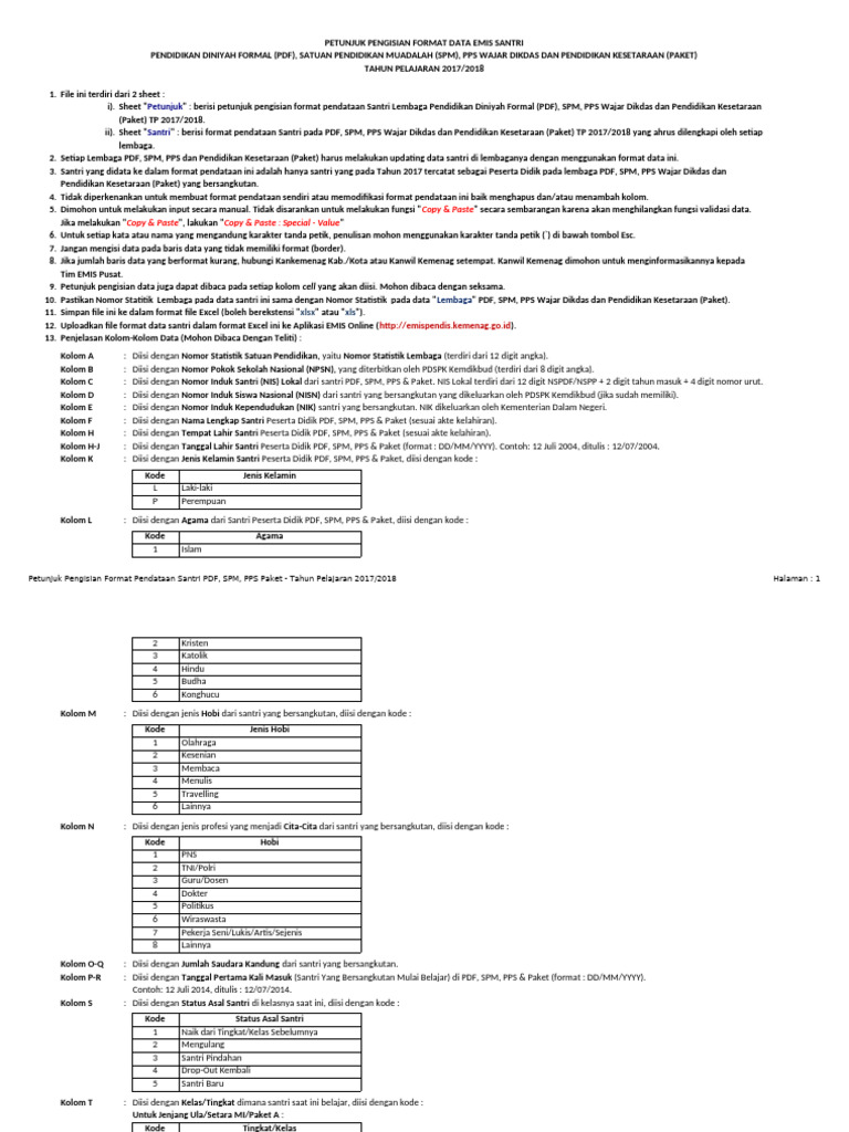 Form Emis LPQ (Santri) - 5 | PDF