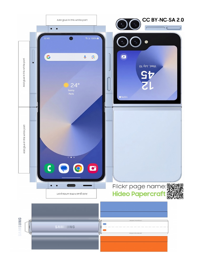 Z Flip6 Blue With Cover Screen on(Papercraft) | PDF