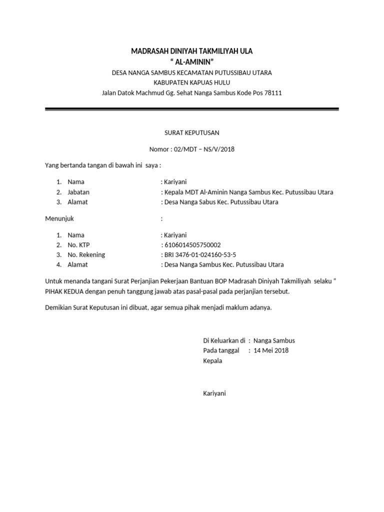 Madrasah Diniyah Takmiliyah Ula | PDF