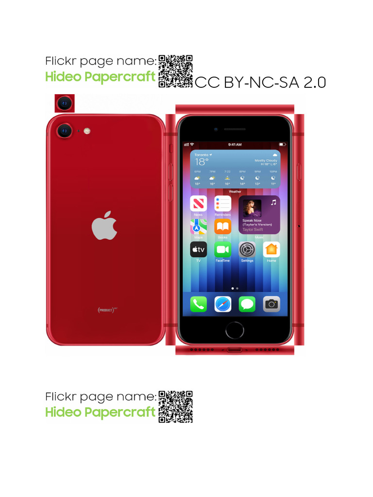 Iphone SE 3rd Gen Red (Papercraft) | PDF