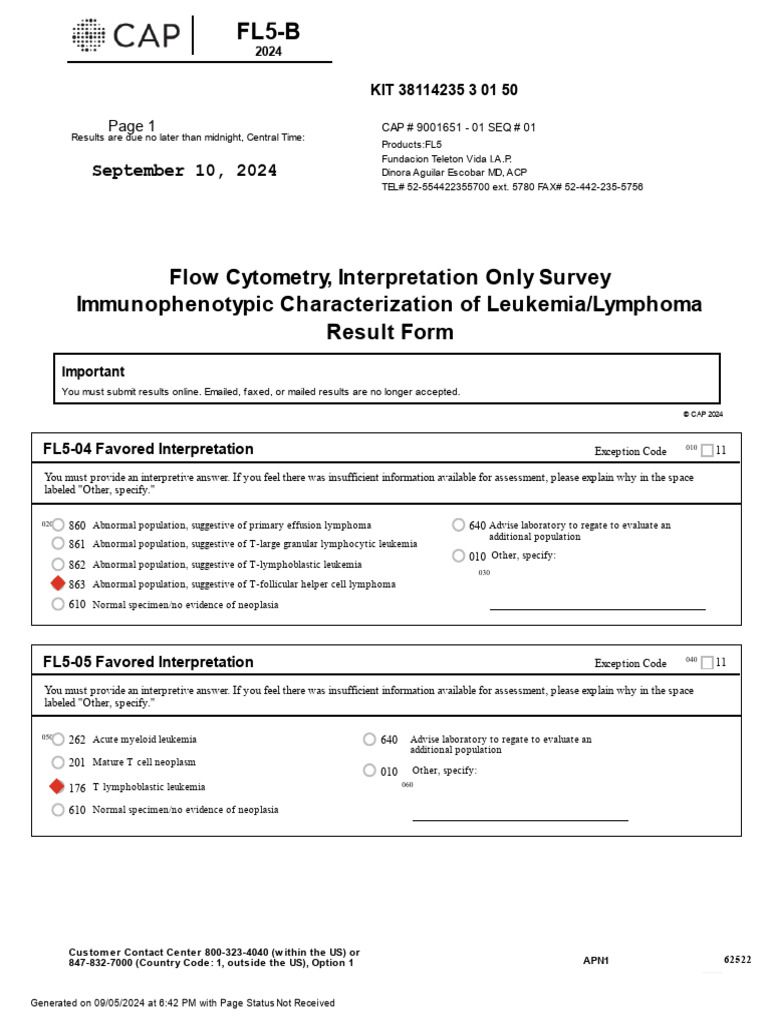 Result Form Entry - College of American Pathologists | PDF | Leukemia ...