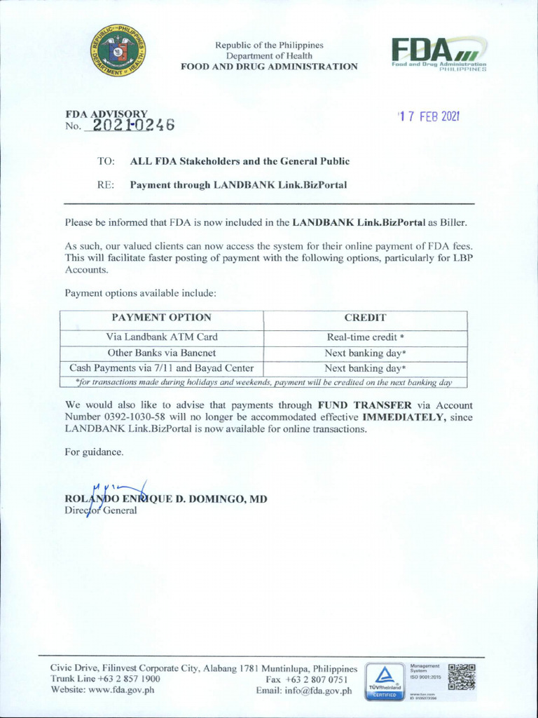 FDA Advisory No. 2021-0246 | PDF