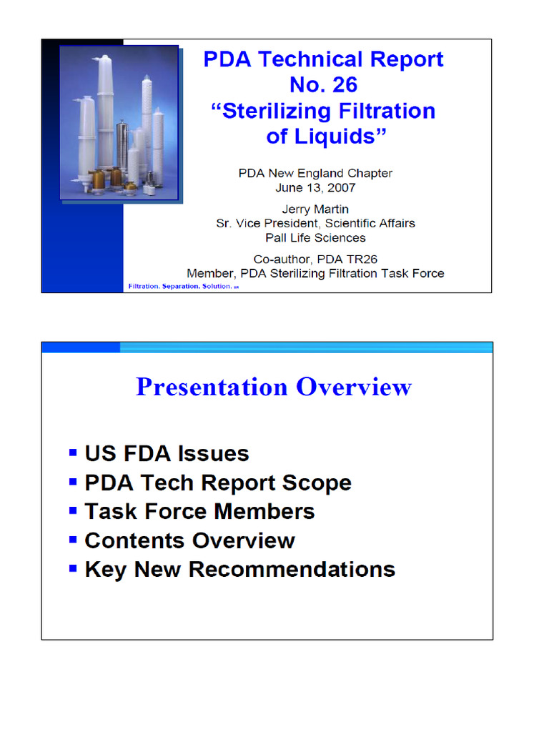 Sterilization Filtration of Liquids - PDA TR 26 | PDF