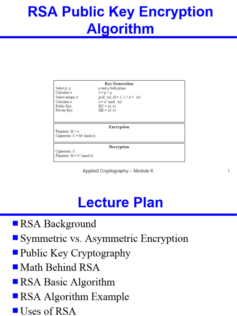Applied Cryptography Lecture 6 | PDF