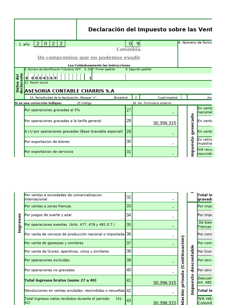 Formulario Iva Asesoria Contable | PDF | Impuesto al valor agregado ...