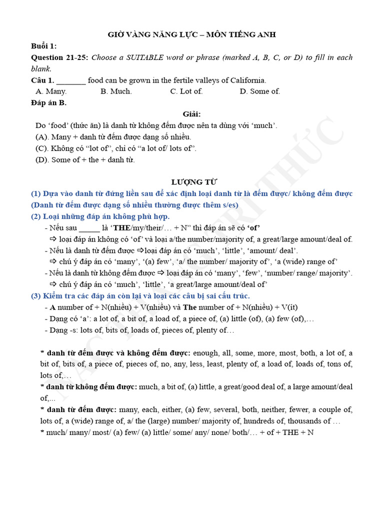 Choose A SUITABLE Word or Phrase (Marked A, B, C, or D) To Fill in Each ...