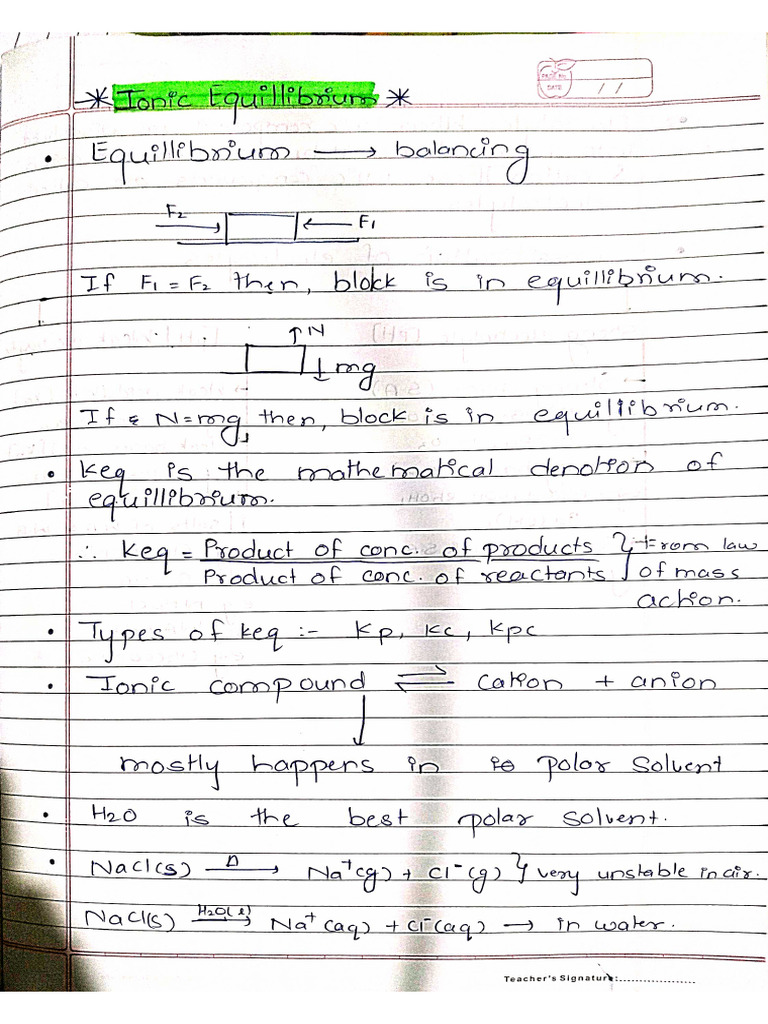 Ionic Equilibrium Notes | PDF