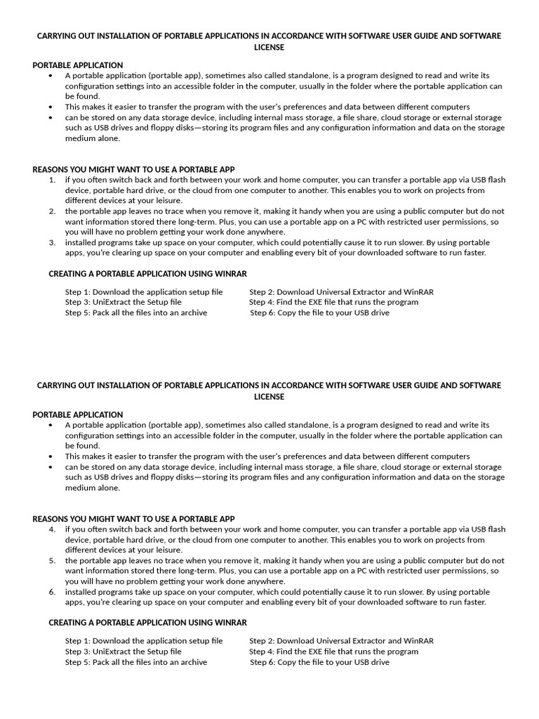 Carrying Out Installation of Portable Applications in Accordance With ...