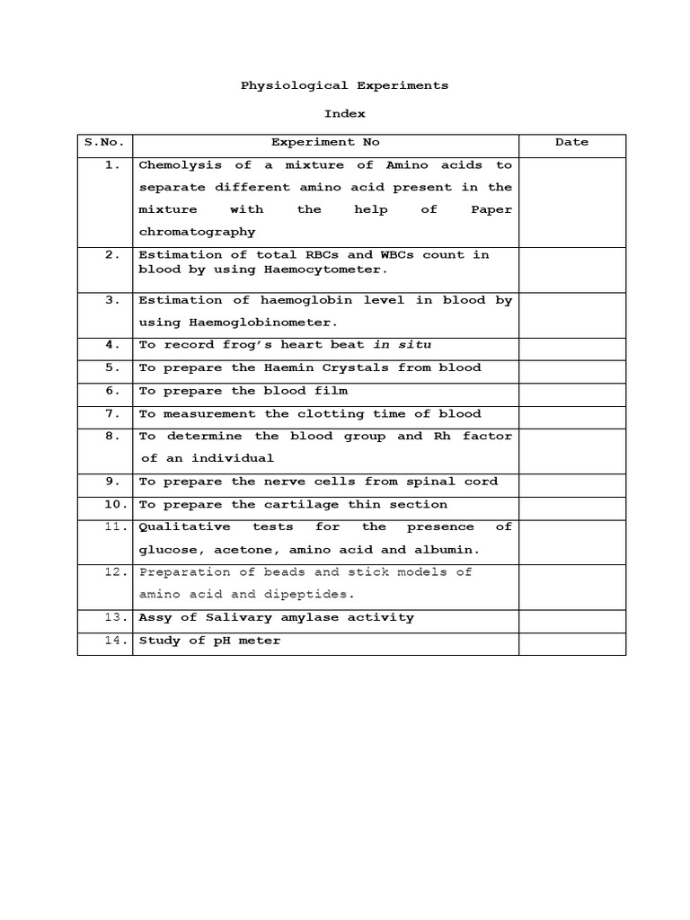 Physiological Experiments September 2023 | PDF