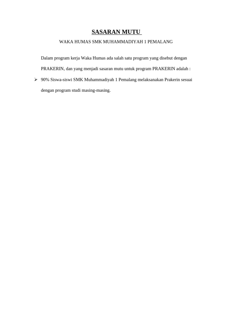 Sasaran Mutu Humas | PDF