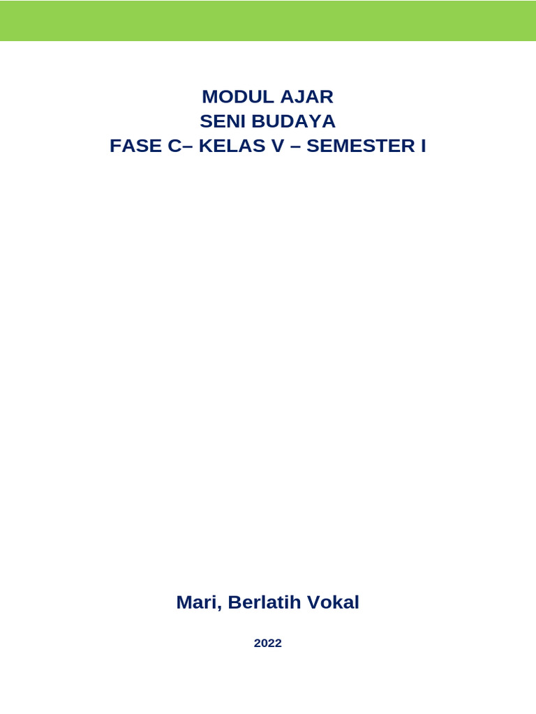Modul Ajar Seni Budaya Fase C - Kelas V - Semester I | PDF