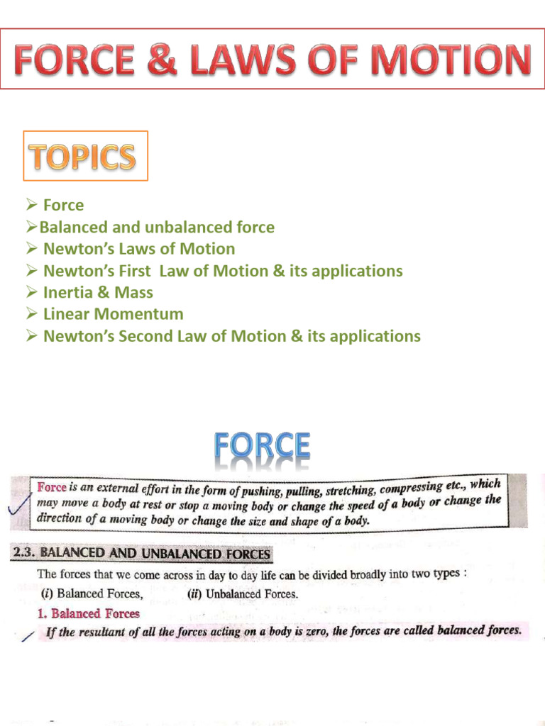 Ch 09 Force & Laws of motion | PDF