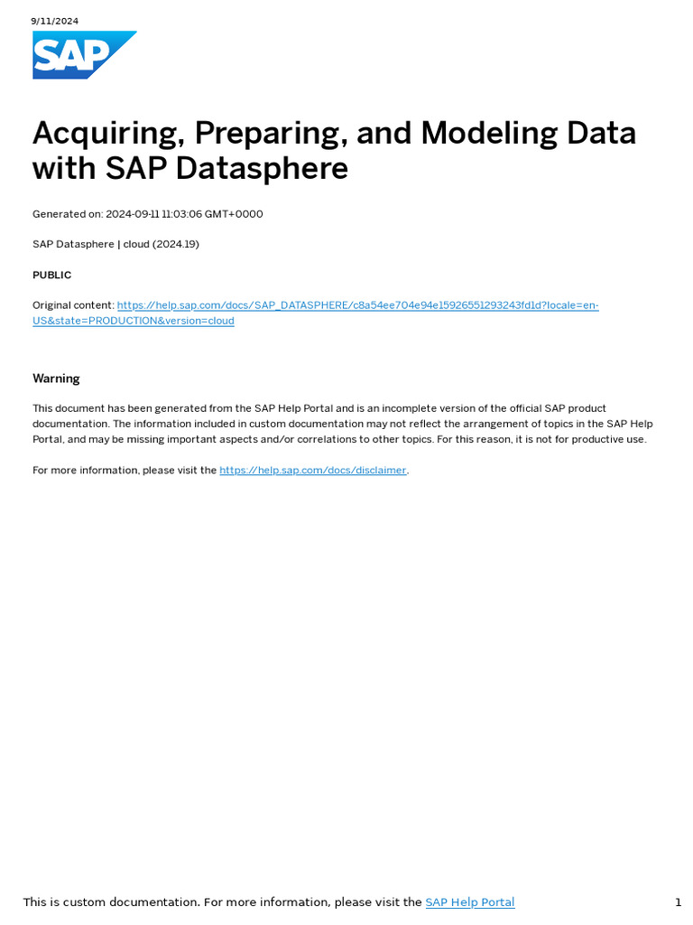 SAP Datasphere - Document | PDF
