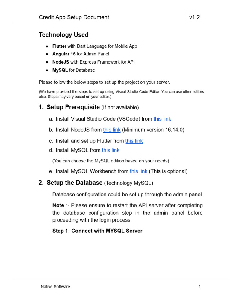 Credit_App_Setup_Document_v1.2 | PDF