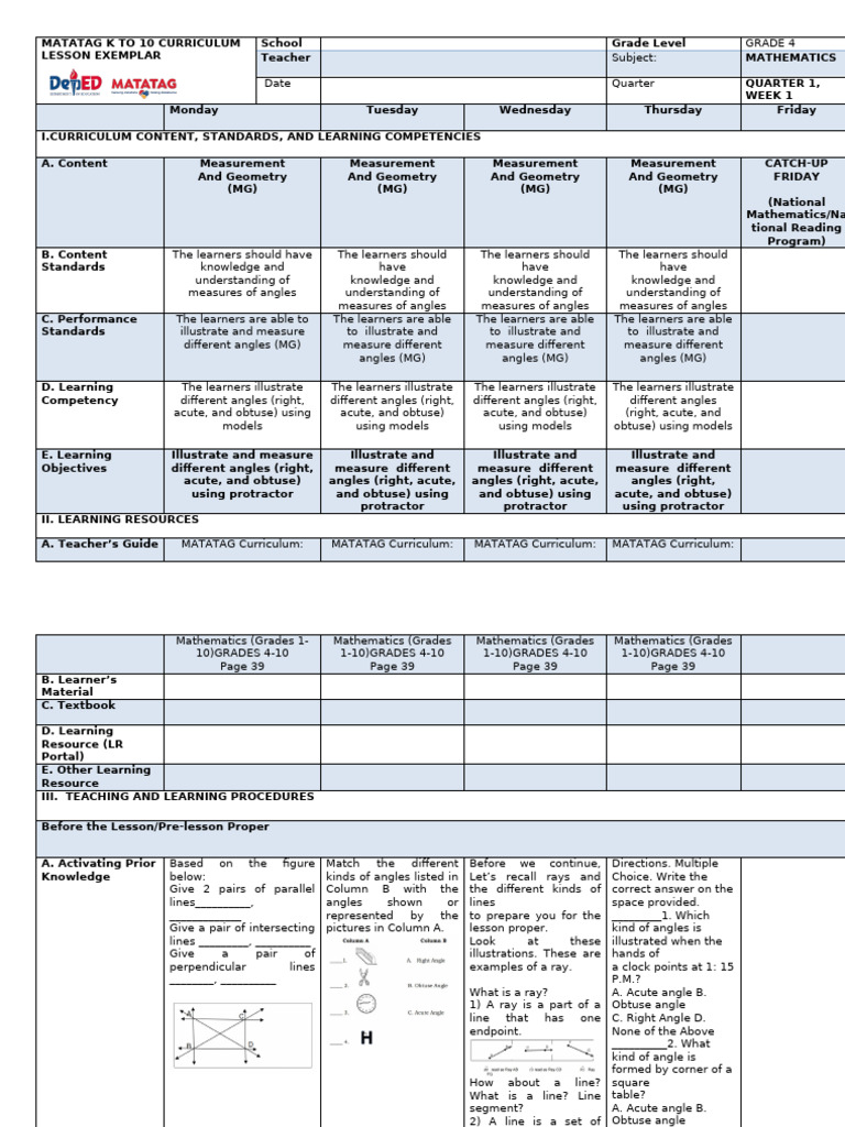 Grade 4-Q1W1 (Matatag Le) - Mathematics | PDF