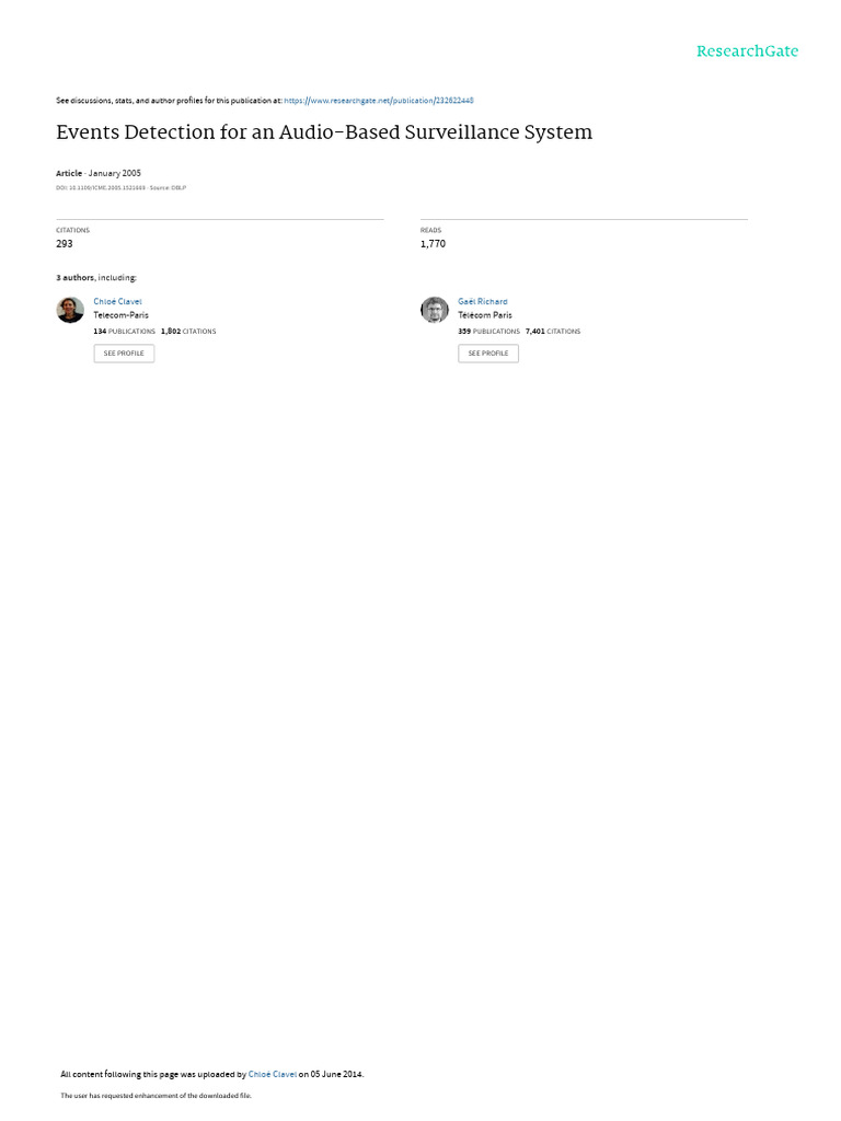 Events Detection For An Audio-Based Surveillance S | PDF