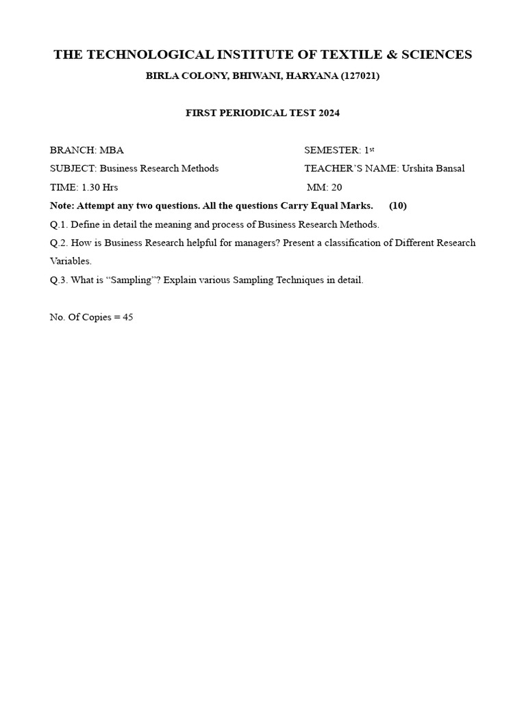 MBA-Business Research Methods | PDF