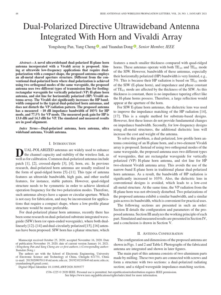 Dual-Polarized Directive Ultrawideband Antenna Integrated With Horn and ...