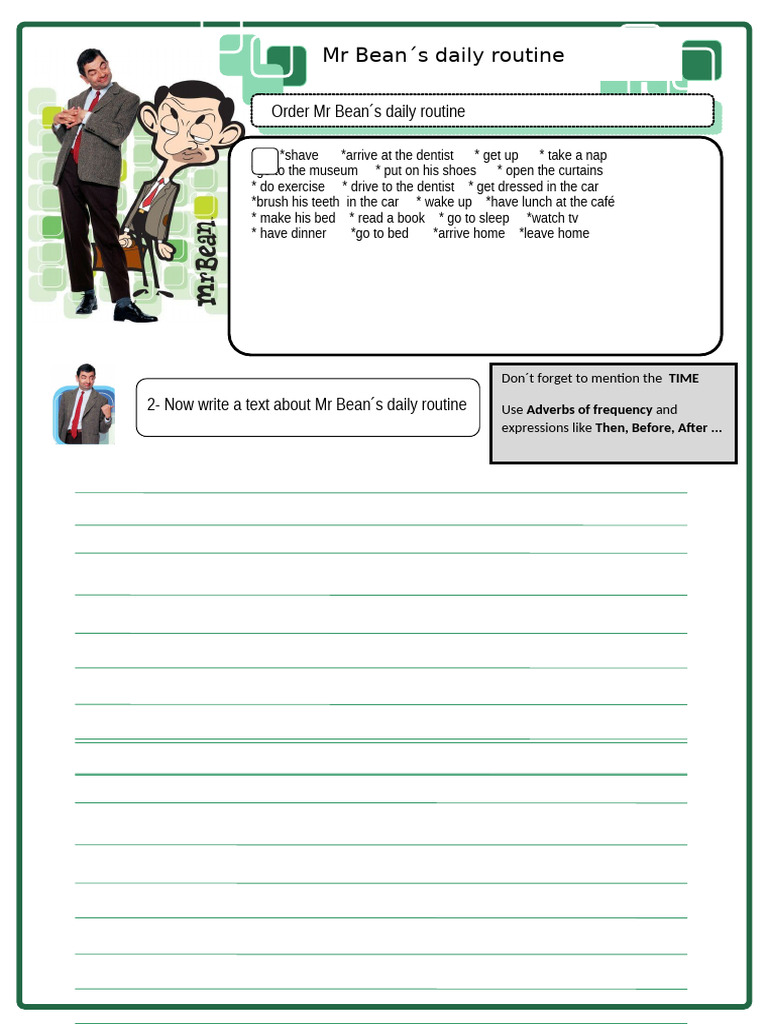Mr Bean´s daily routine | PDF