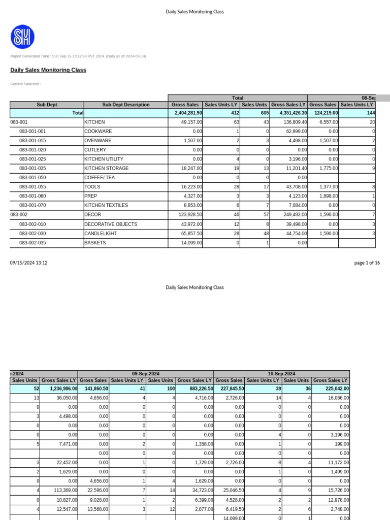 Daily Sales Monitoring Class | PDF
