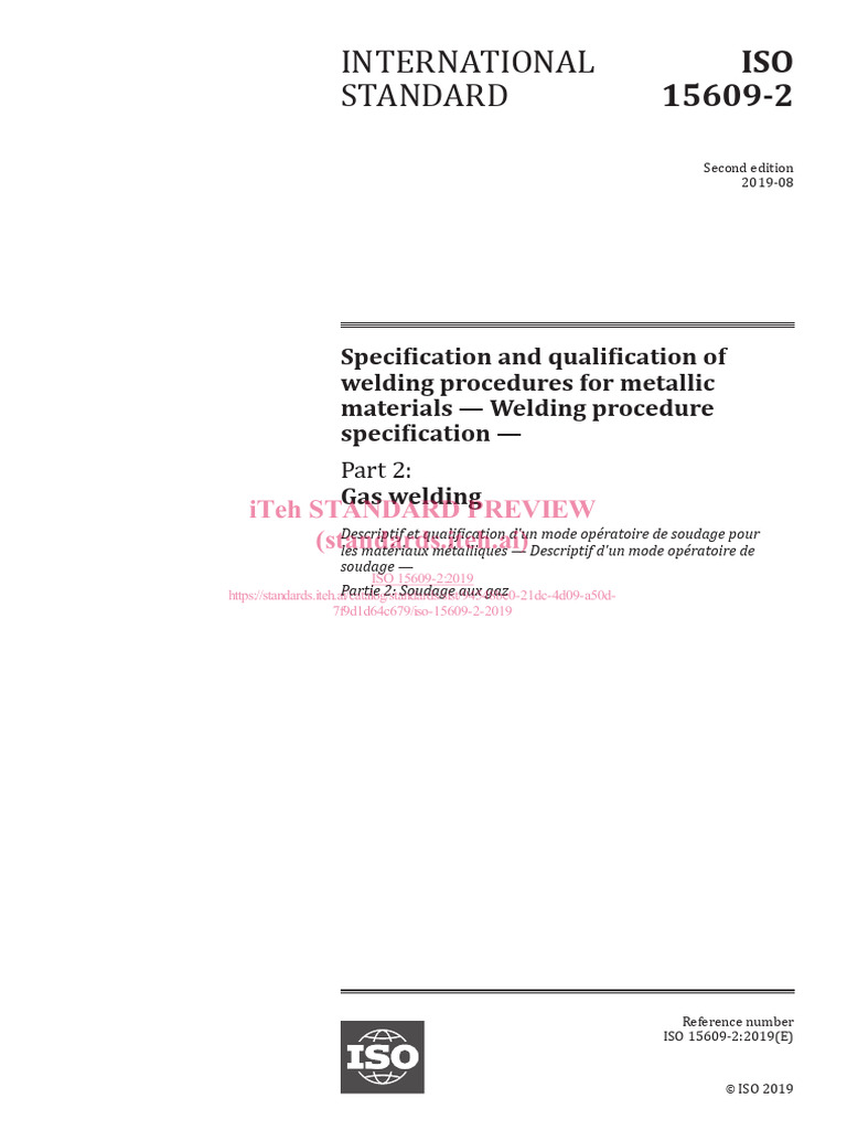Iso 15609 2 2019 | PDF | International Organization For Standardization ...