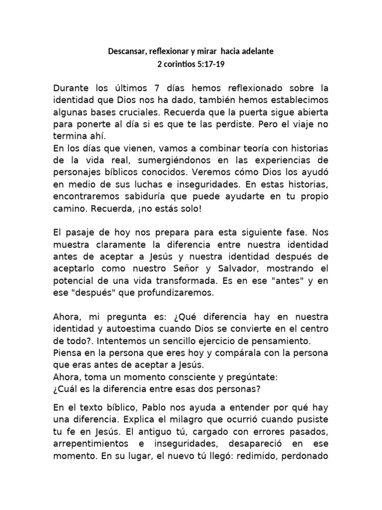 Descansar, Reflexionar y Mirar Hacia Adelante | PDF