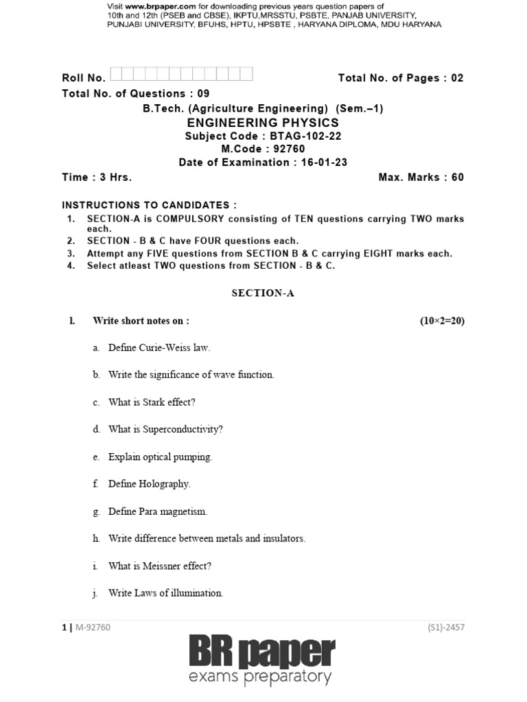 E Phy (1st 2nd) May2023 | PDF
