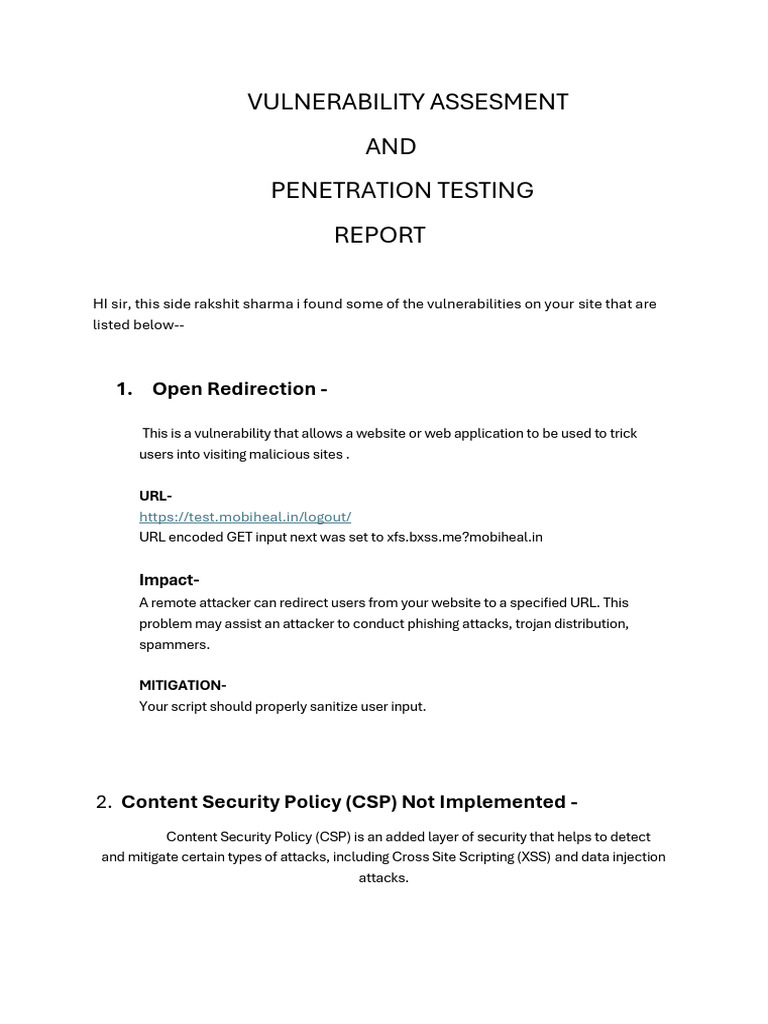 Rakshit VAPT Report | PDF