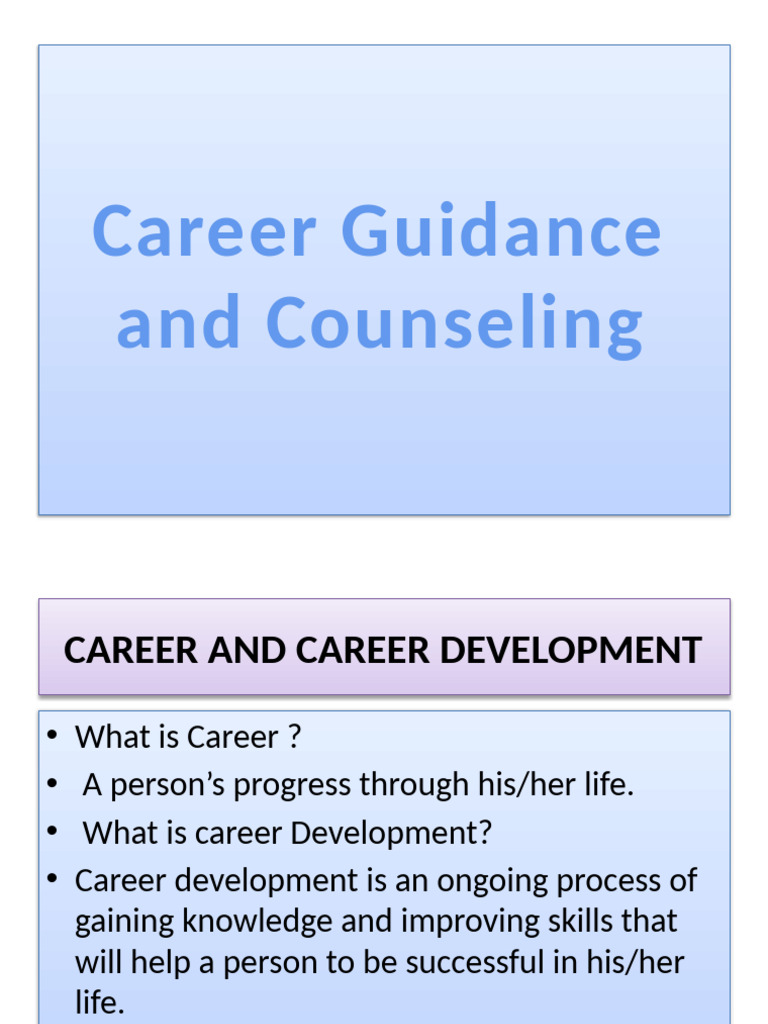 Career Guidance and Counseling | PDF