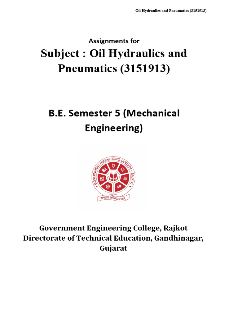 Oil Hydraulics and Pneumatics - Assignment | PDF | Pump | Valve