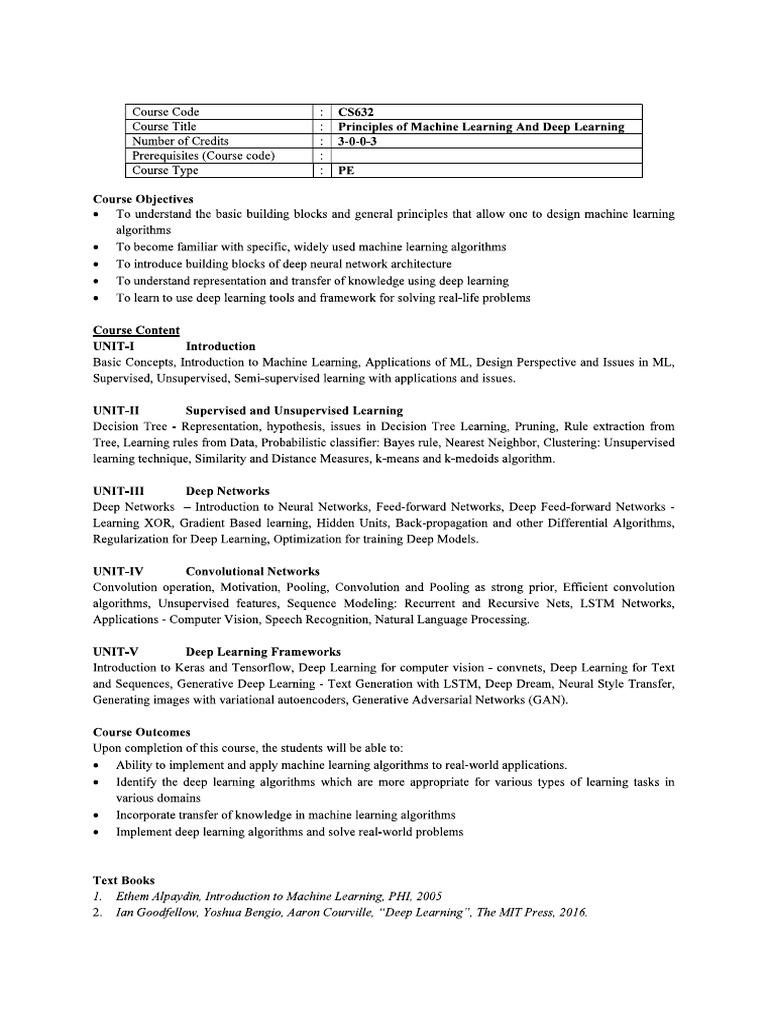 Deep Learning Syllabus | PDF