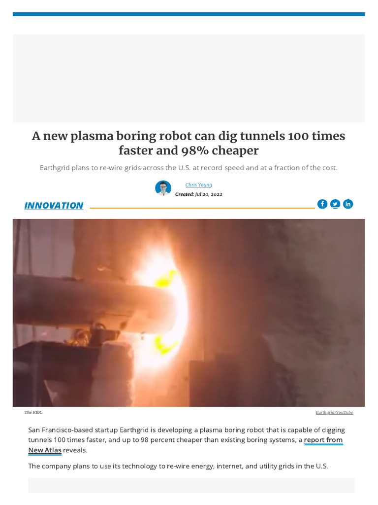A New Plasma Robot Can Dig Tunnels 100 Times Faste | PDF | Watt