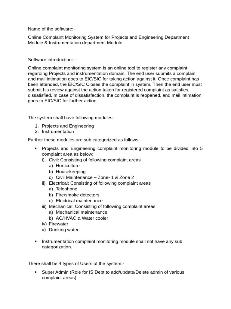 Online Complaint Monitoring System For Projects and Engineering ...