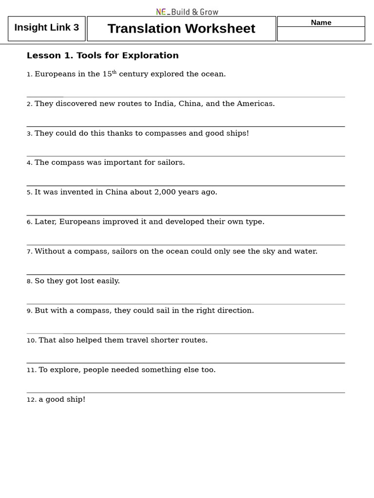 Insight Link 3 - Translation Worksheet - WORD | PDF | Sea Turtle | Travel
