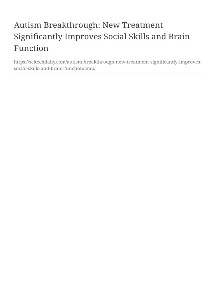Autism Breakthrough New Treatment Significantly I+ | PDF | Autism Spectrum | Wellness