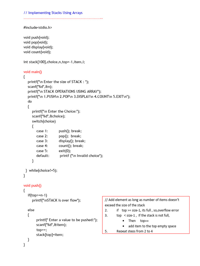 Stacks Using Array 23 24 | PDF Stacks Using Array 23 24 | PDF