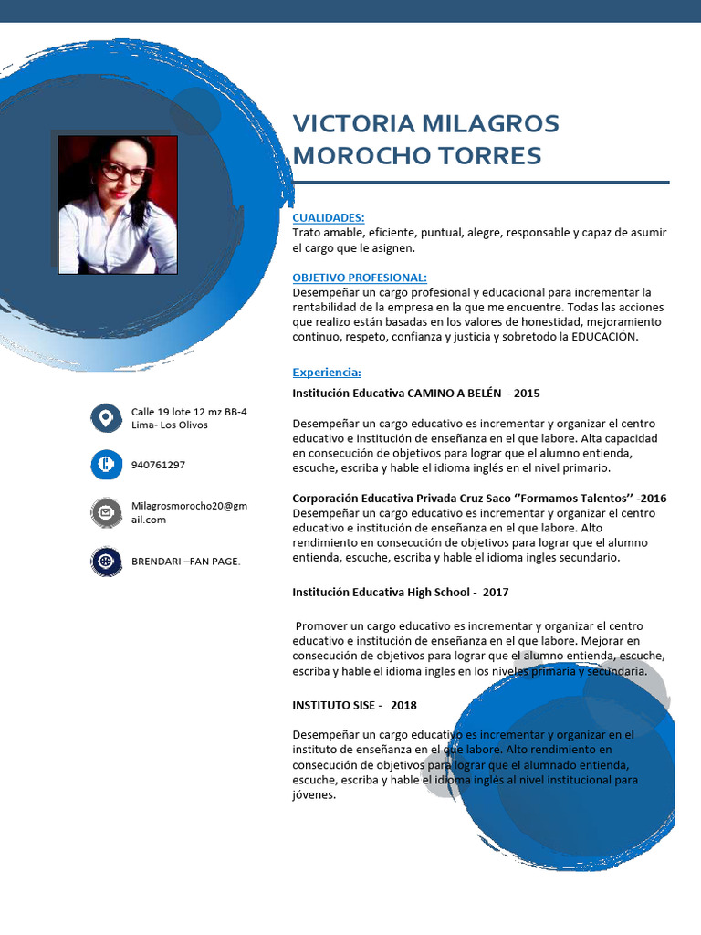 Miss VICTORIA MILAGROS MOROCHO TORRES | PDF