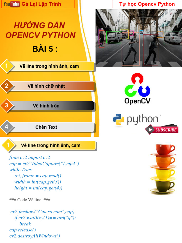 Bài 5. Opencv python - Vẽ hình trên video, ảnh | PDF