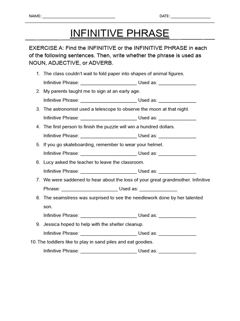 Phrase Infinitive | PDF