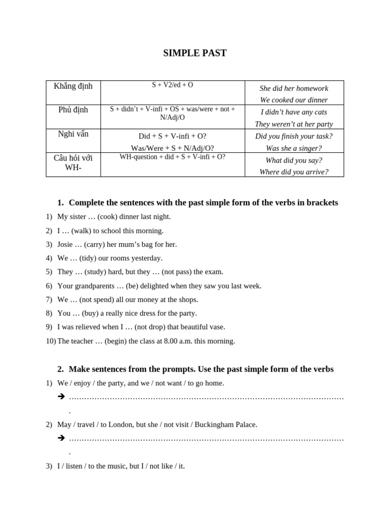 SIMPLE PAST | PDF
