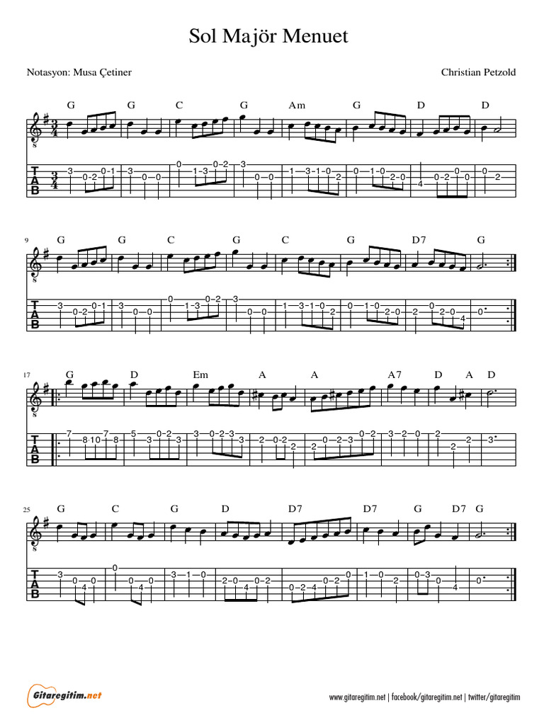 Sol Major Menuet Melodi Nota | PDF