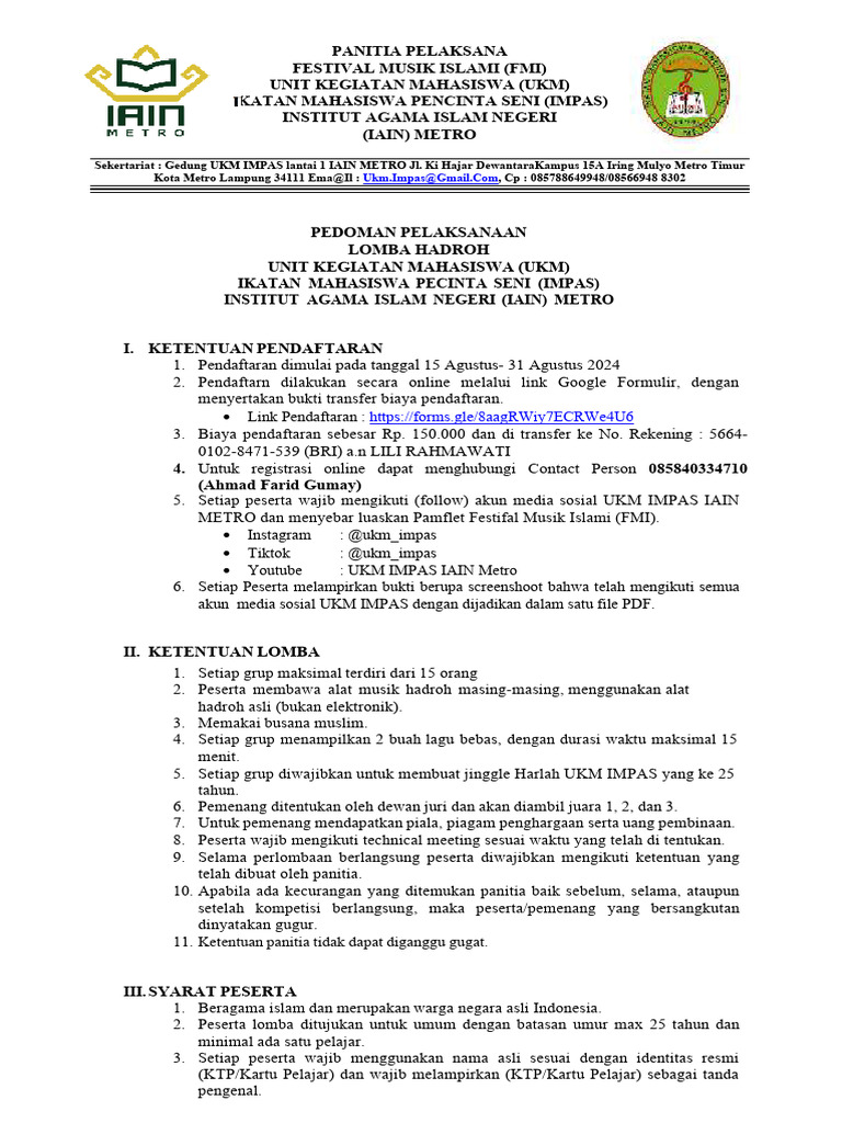 Juklak Dan Juknis Hadroh | PDF