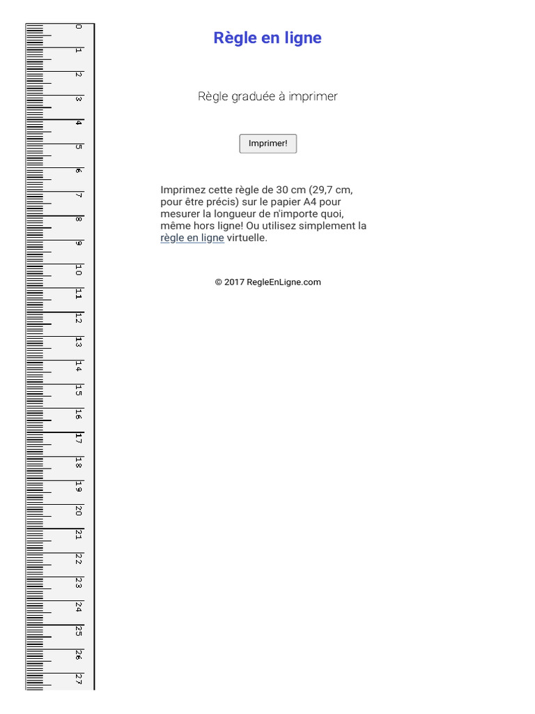 Règle Graduée À Imprimer (30 CM) | PDF
