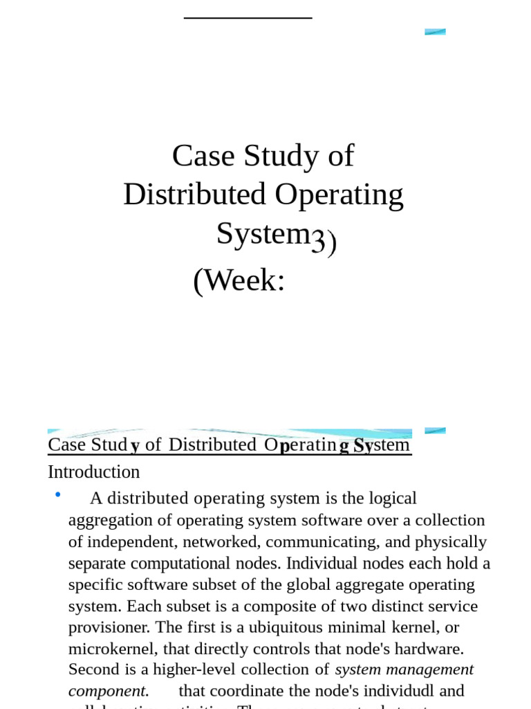 Case Study of Distributed Operating System (Week | PDF