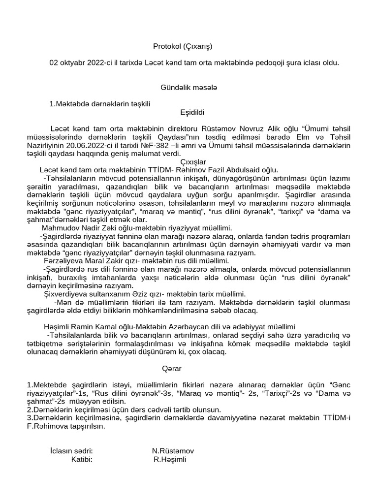 Protokol (DƏRNƏK) | PDF