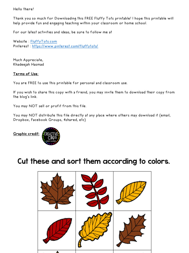 Fall Leaves Color Sorting | PDF
